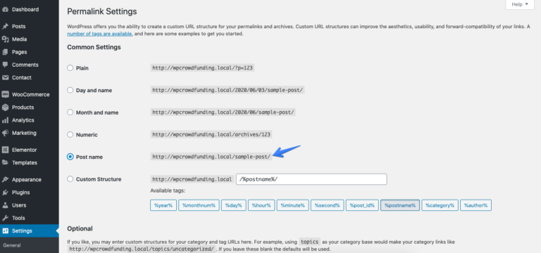 Documention | Permalink Settings