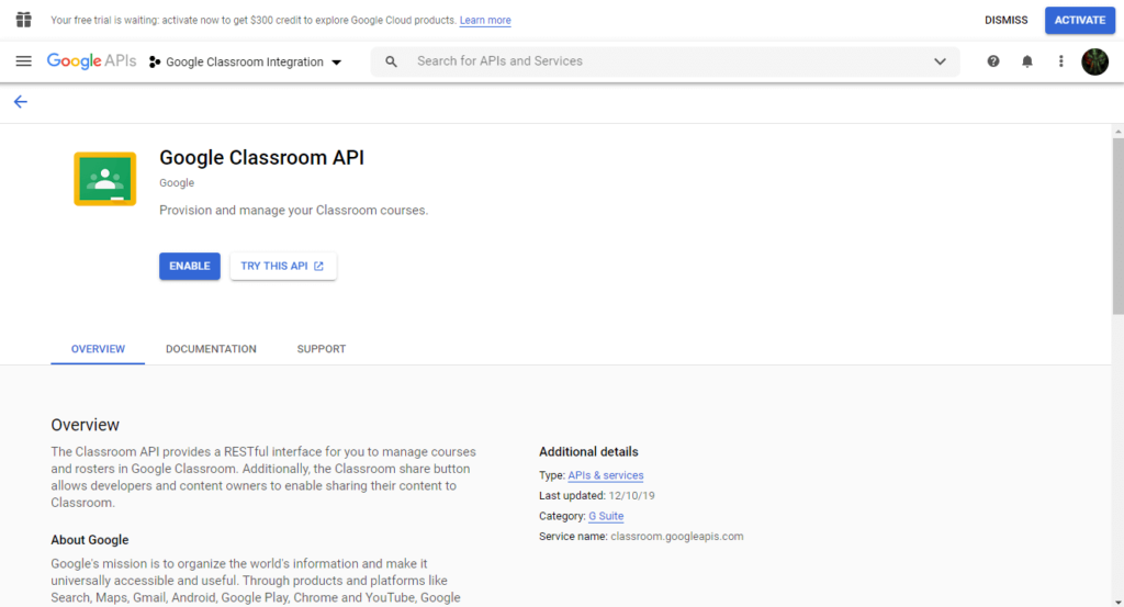 Documention | Google Classroom Integration