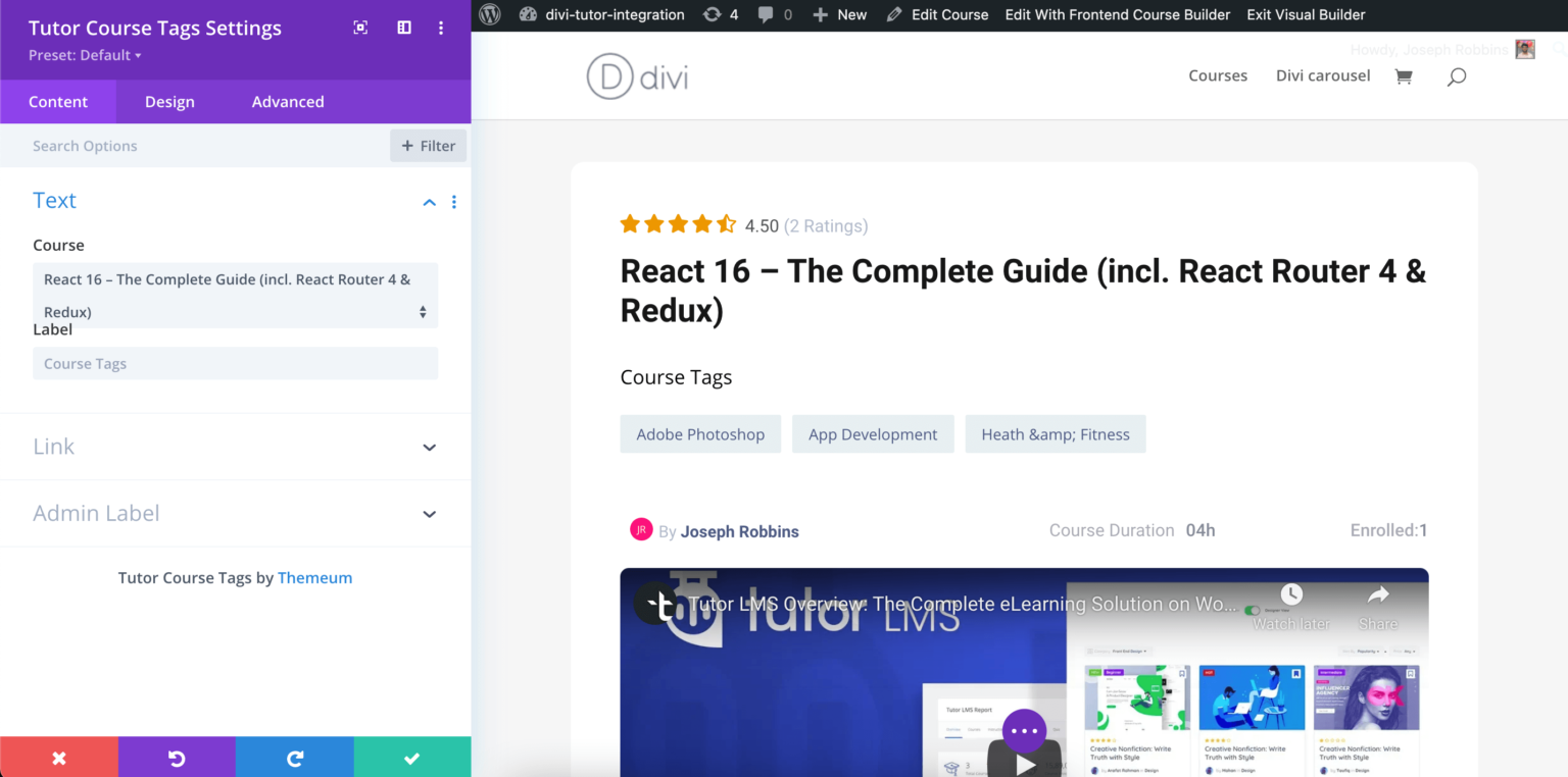 Documention | Course Tags
