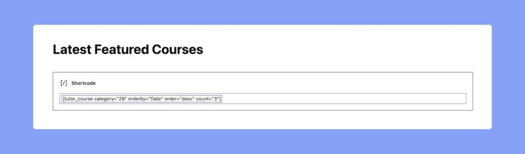 Documention | Shortcodes