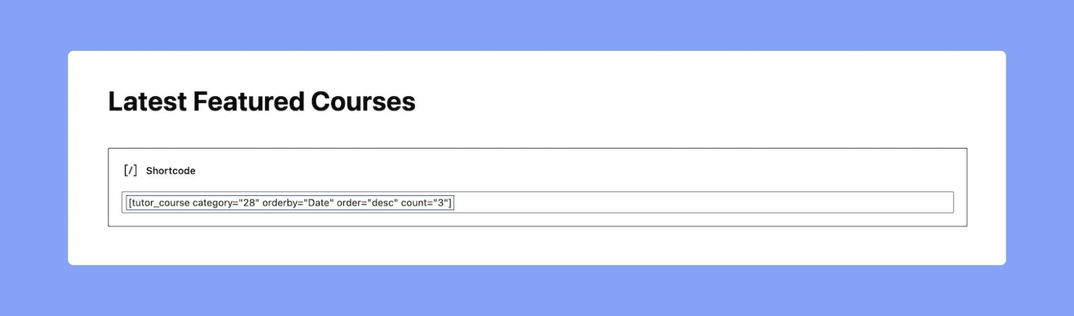 Documention | Shortcodes