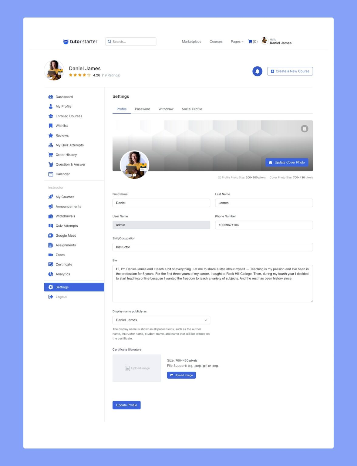 Documention | Frontend Dashboard (Instructor/Admin)