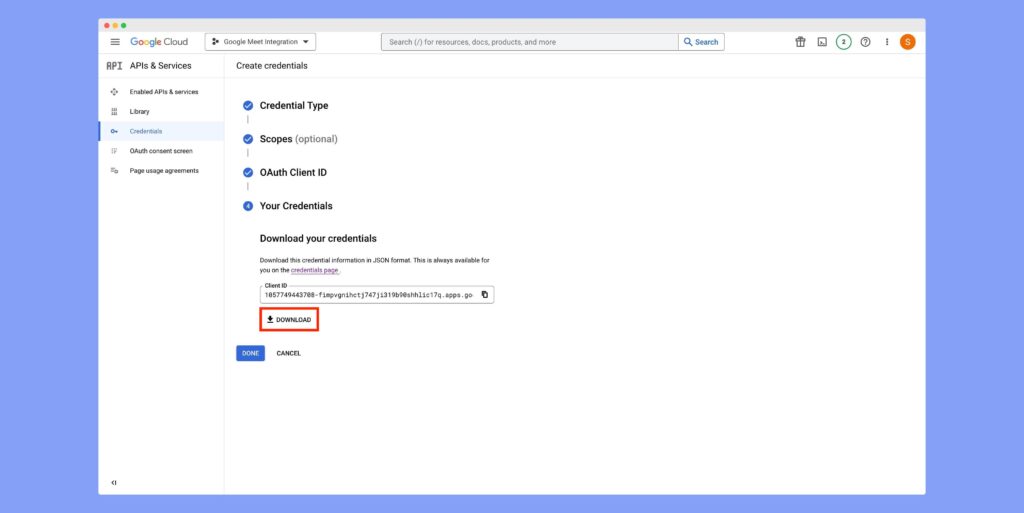 Documention | Google Meet Integration