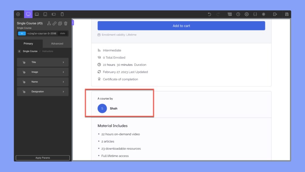 Documention | Single Course Template