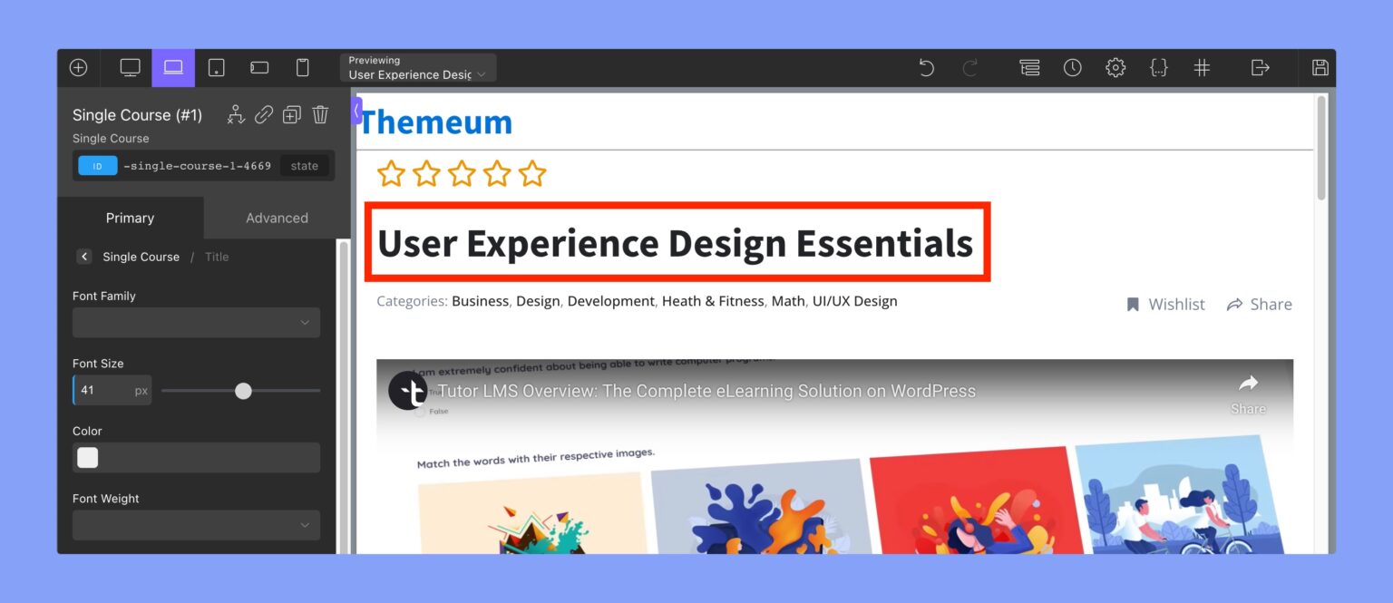 Documention | Single Course Template