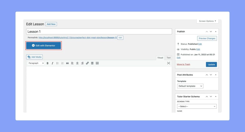 Documention | Edit Lessons With Page Builder
