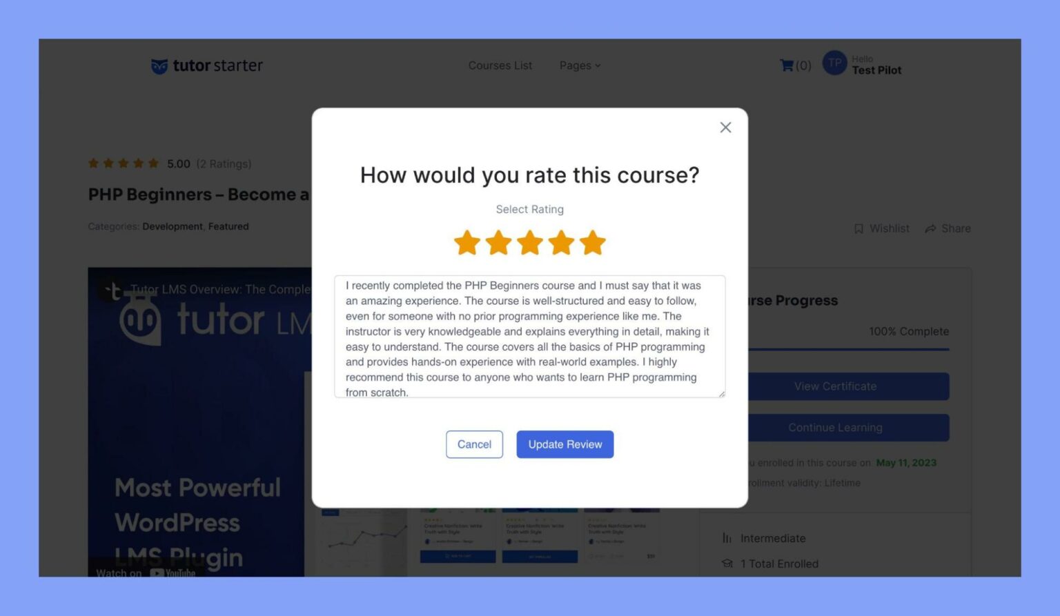 Documention | How to Approve and Manage Course Reviews in Tutor LMS