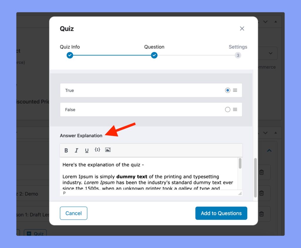 How to create a quiz – ThemeGoods Documentations