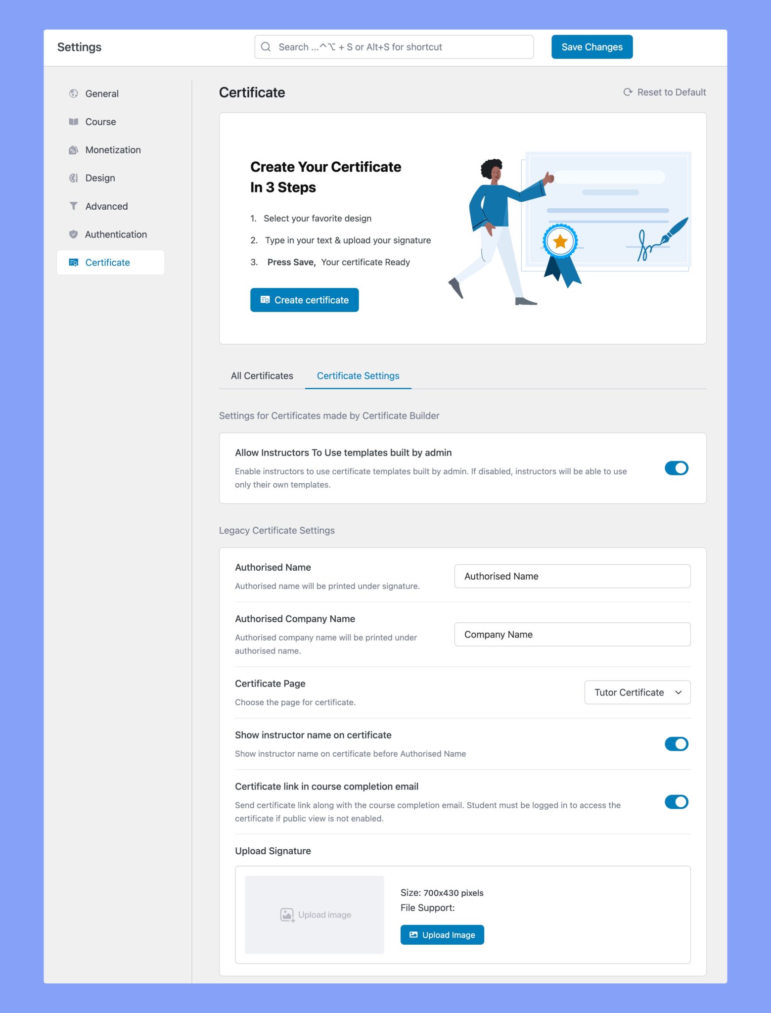 Documention | Certificate