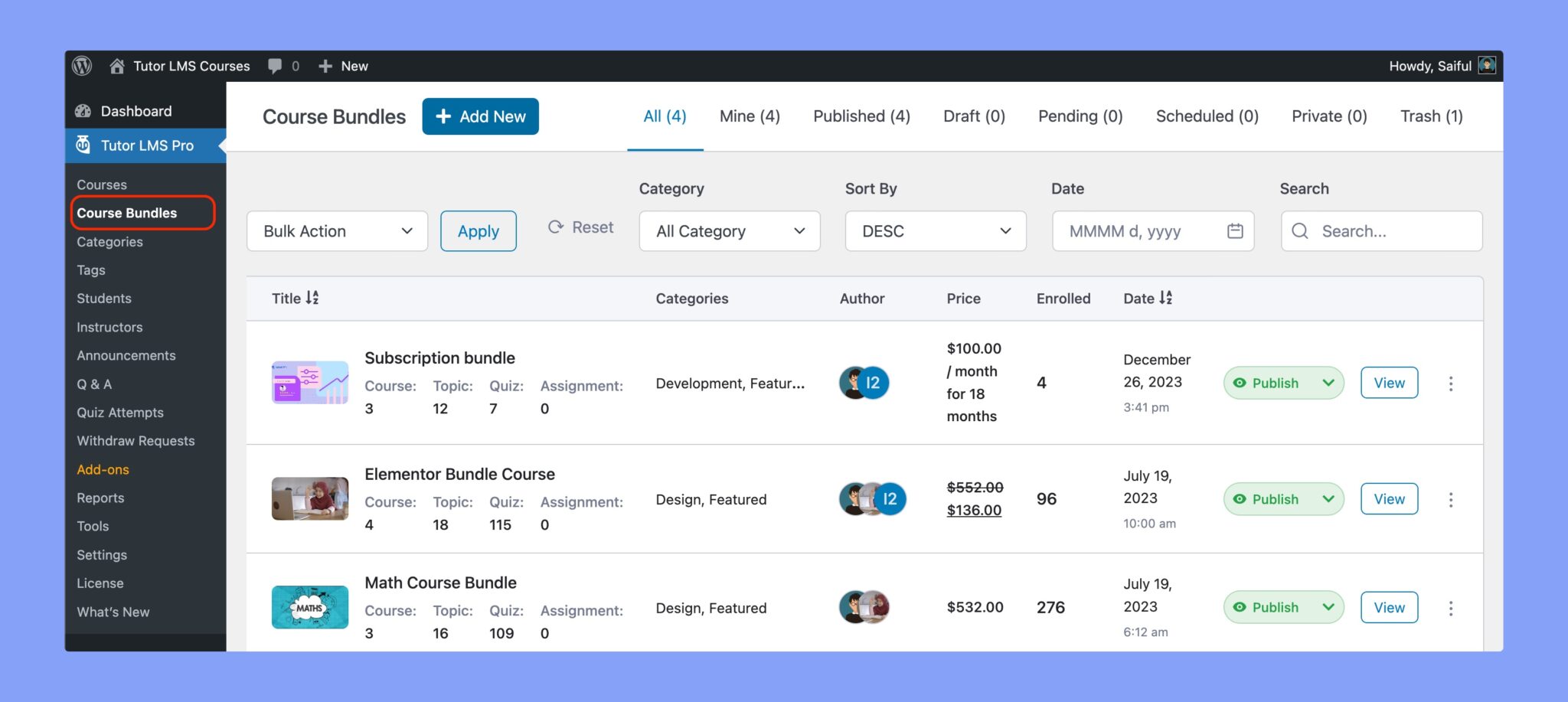 Documention | How to Sell Bundle Course as a Subscription