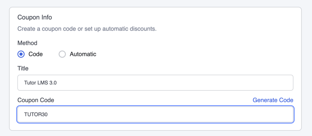 Documention | Coupons