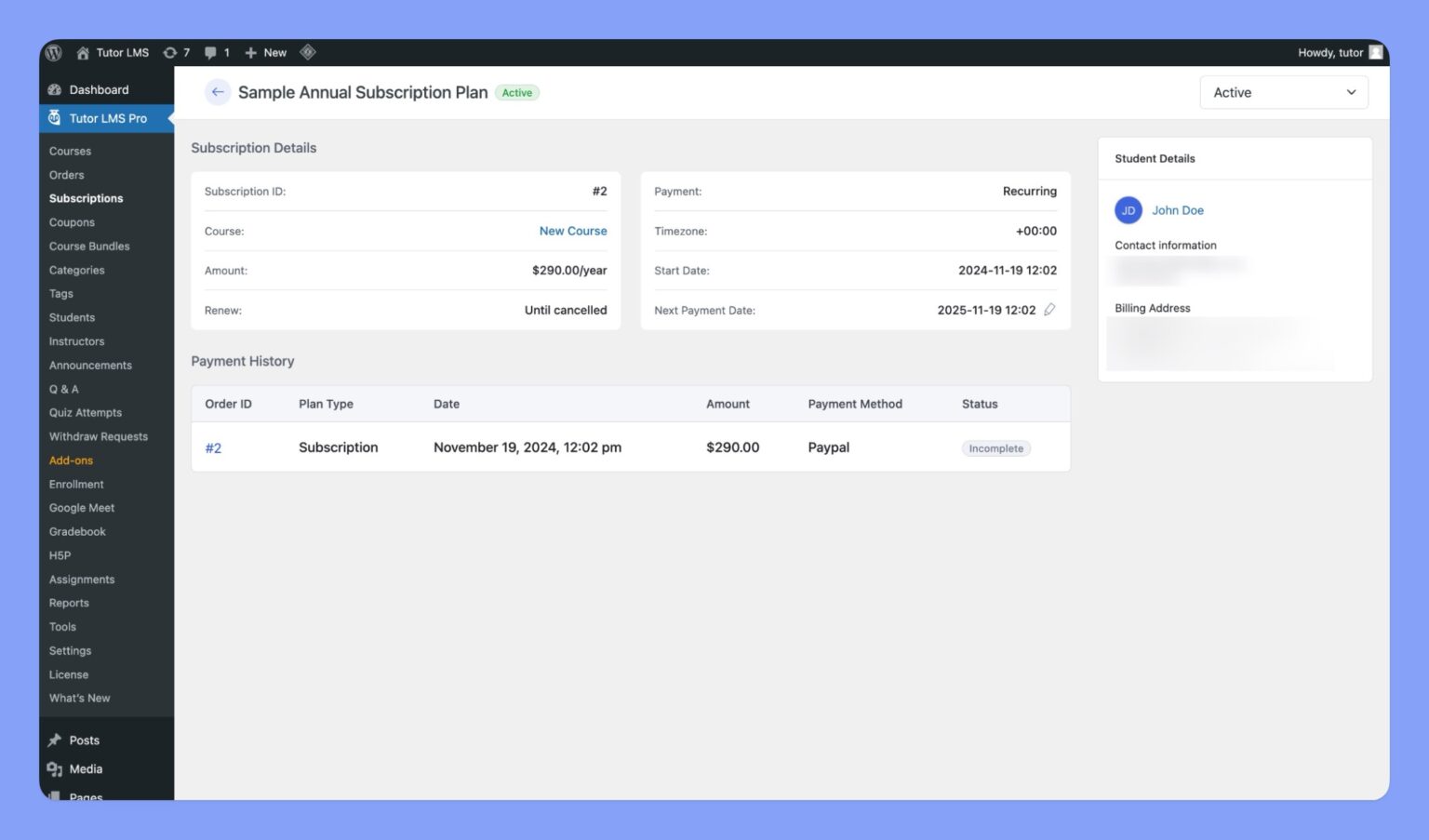 Documention | Subscriptions