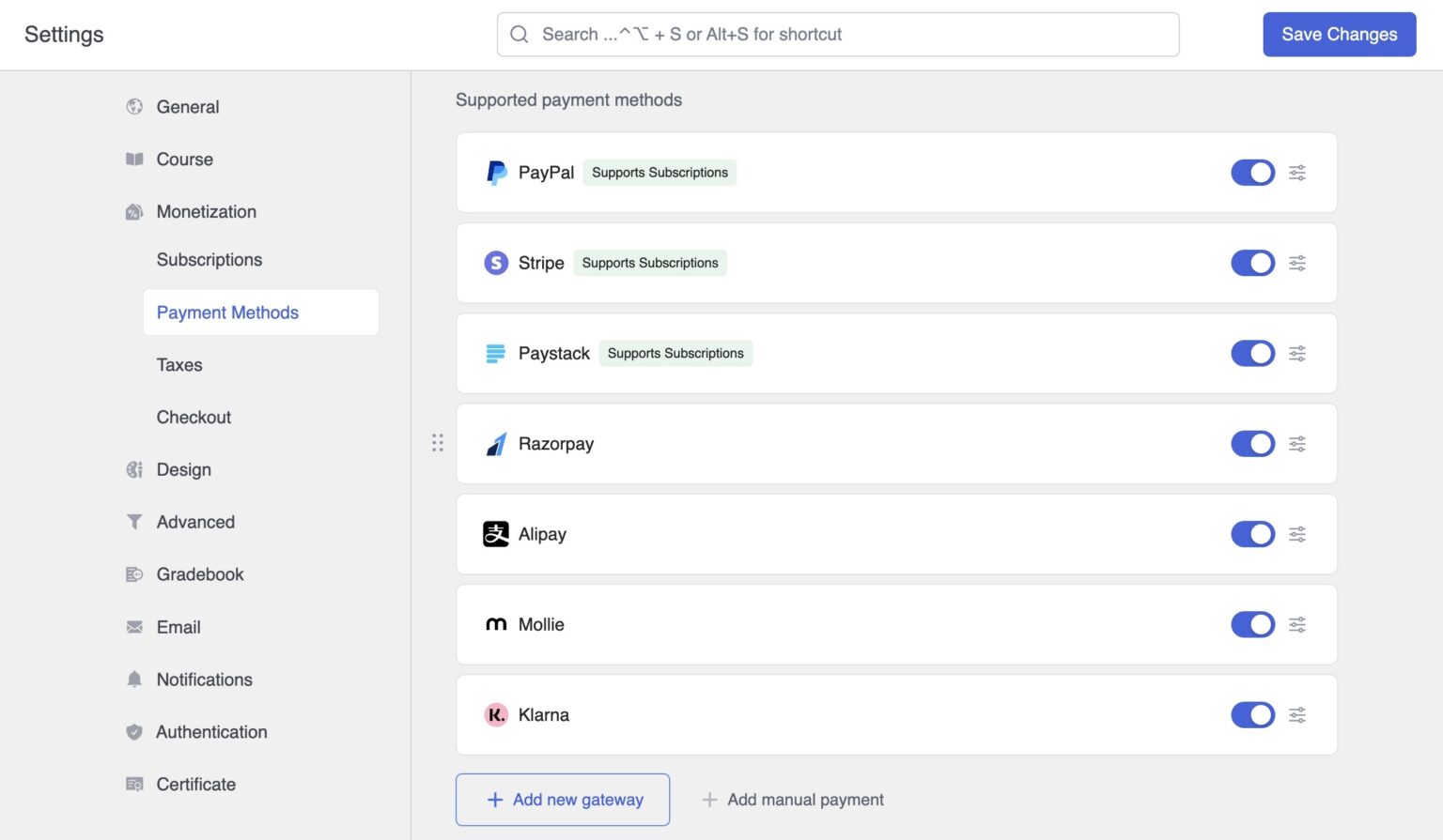 Documention | Payments Methods